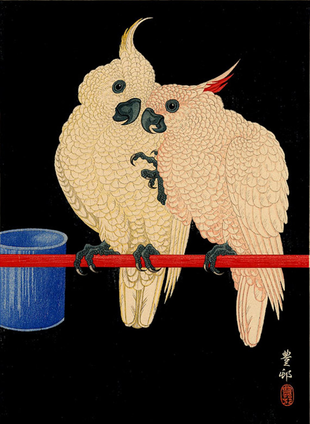 Japanese Animal Art Cockatoos Parrots FINE ART PRINT - Etsy
