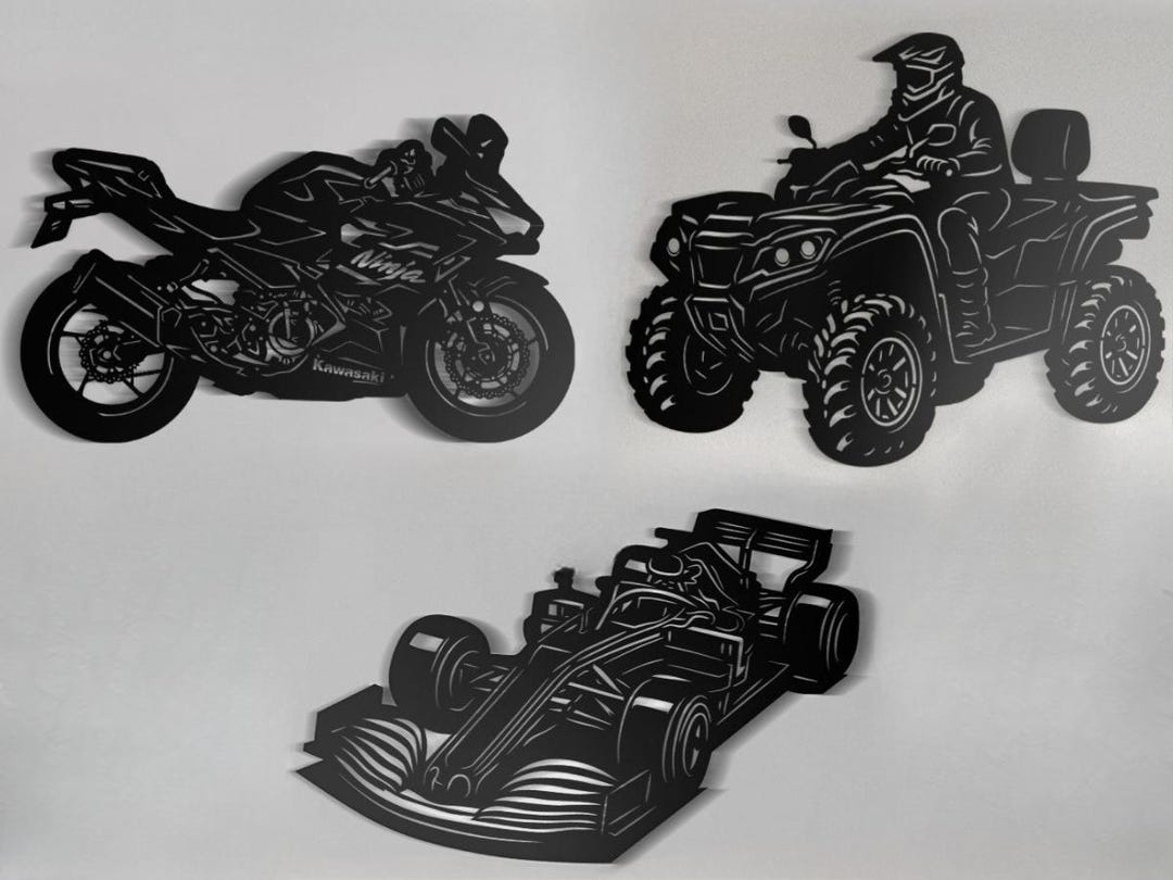 CNC Motorcycle, Racing Car ATV Quad Bike Wall Art | Laser Cut Files Svg ...