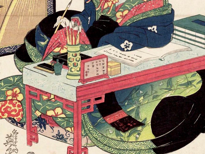 Japanese Art Geisha Writing Poetry by Eisen FINE ART PRINT - Etsy