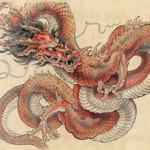 Chinese Art Prints, Painting, Tianlong Celestial Dragon FINE ART PRINT, Asian Wall Art, Home ...