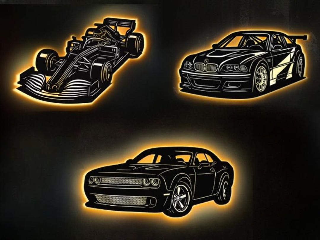 3D Laser Cut Files Set of 3 Cars - Vintage Modern Racing | Wall Art ...
