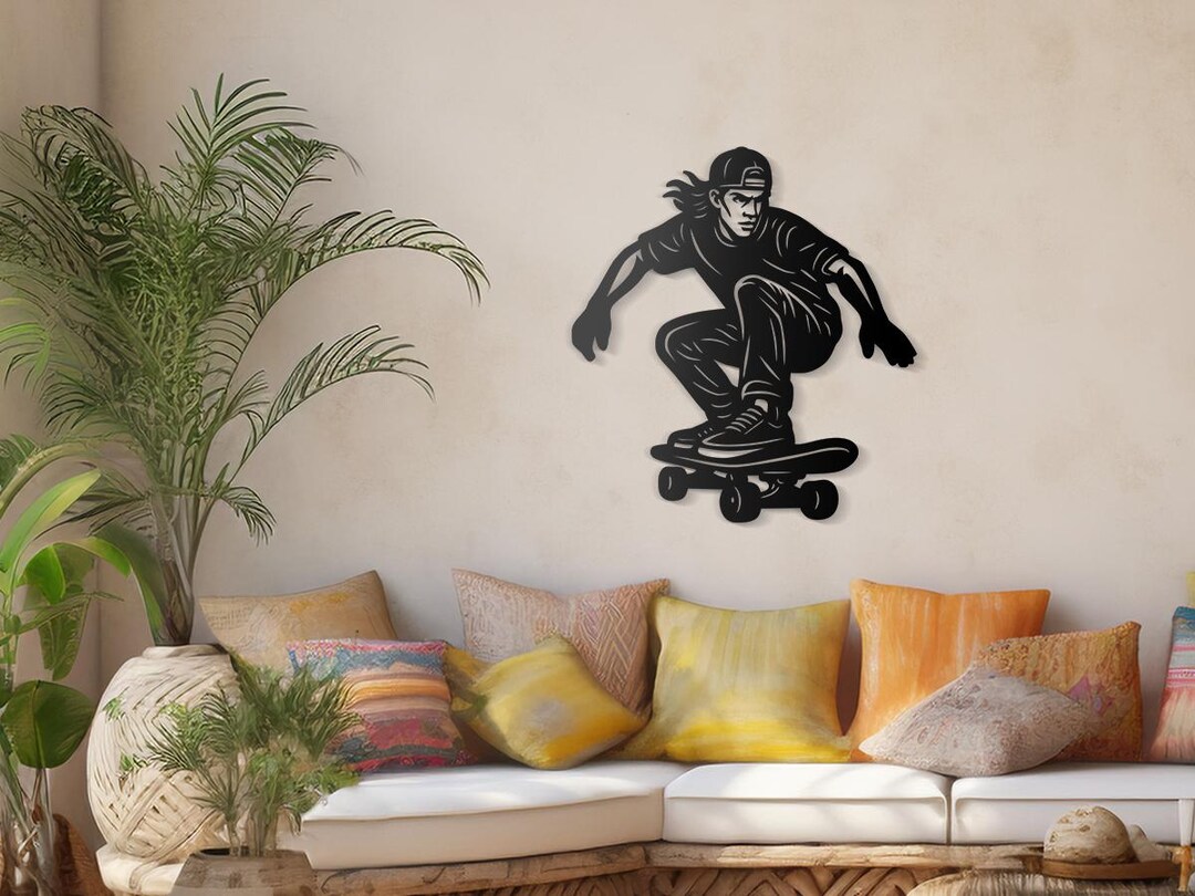 CNC Skater Wall Art Laser Cut Files, Svg Dxf Digital Download | Modern ...