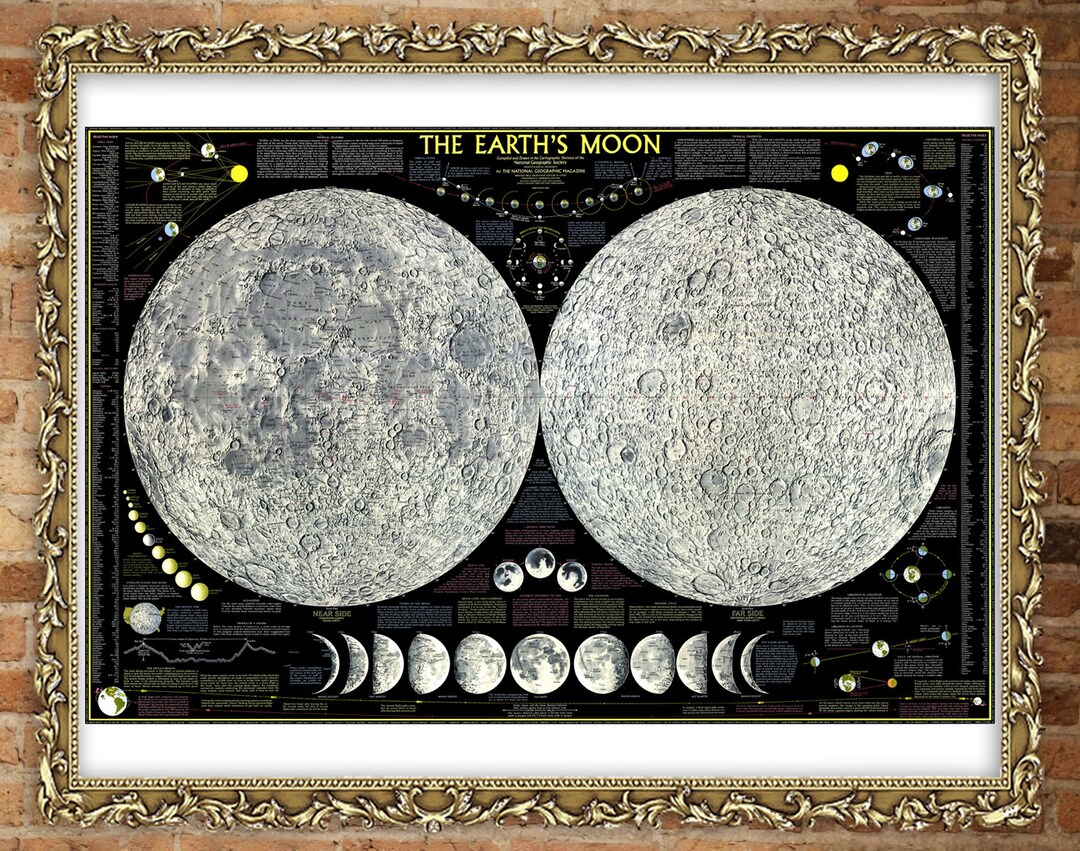 Vintage Map Art Prints Moon Map Prints Astro Maps Moon FINE - Etsy