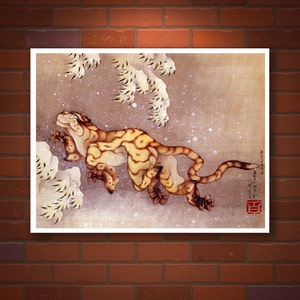 Japanese Art, Old Tiger in the Snow Hokusai, Japanese Tigers Art Prints ...