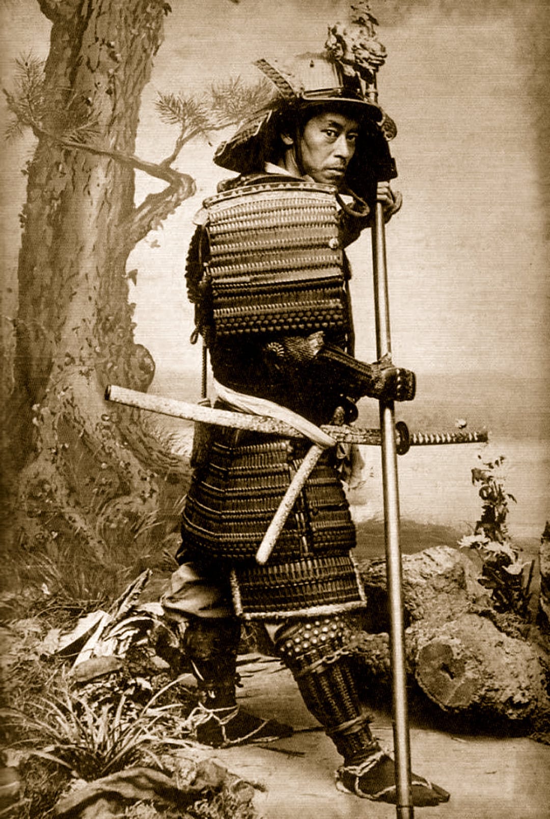 Vintage Samurai Art Photography, Japanese Samurai Holding Spear FINE ...