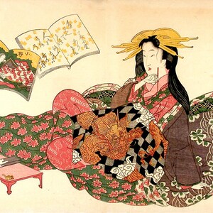 Japanese Art Geisha Writing Poetry by Eizan FINE ART PRINT - Etsy