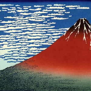 Red Mount Fuji FINE ART PRINT, Hokusai 36 Views of Mount Fuji, Japanese ...