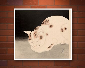 White Cat Japanese Print - Etsy