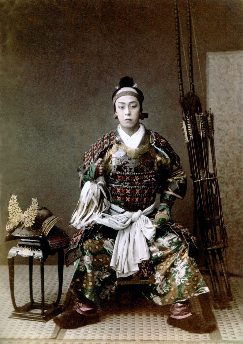 Japanese Art Print Vintage Photography Samurai Sitting FINE - Etsy