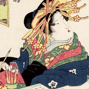 Japanese Art Geisha Writing Poetry by Eisen FINE ART PRINT - Etsy