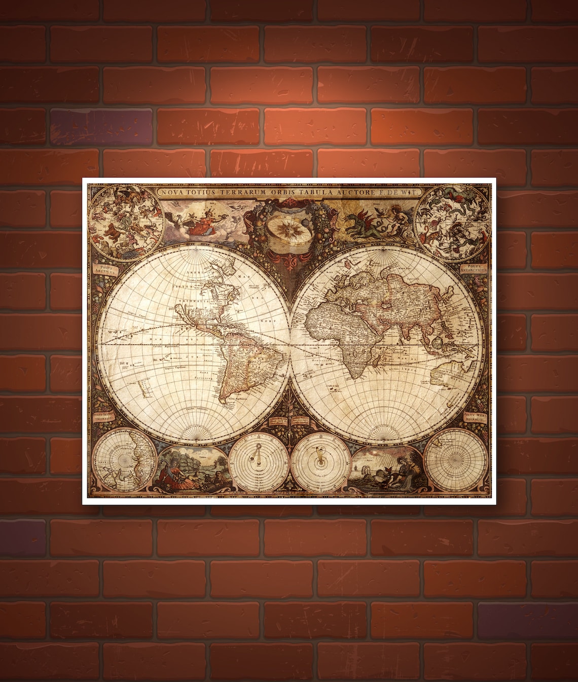 Antique Map Print World Maps Vintage World Map Novs Totius - Etsy