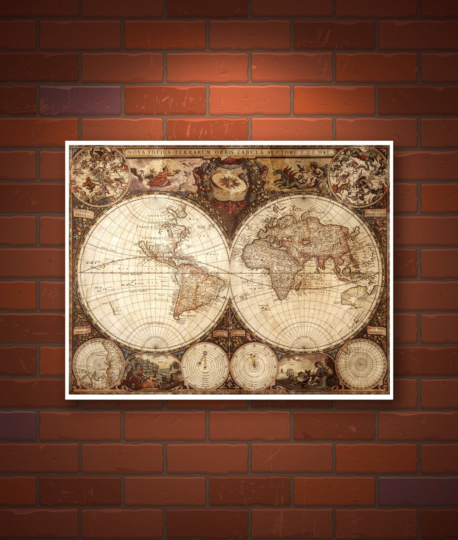 Antique Map Print World Maps Vintage World Map Novs Totius - Etsy