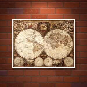 Antique Map Print World Maps Vintage World Map Novs Totius - Etsy