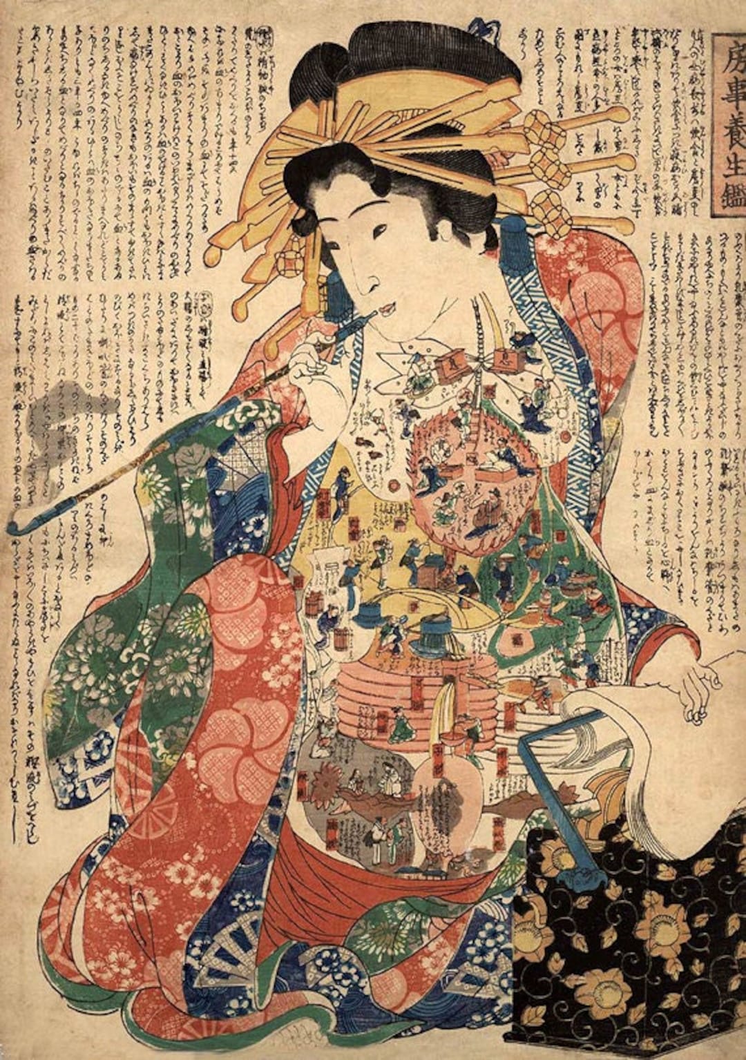 Japanese Art, Japanese Geishas Art Prints, Geisha With a Smoking Pipe ...