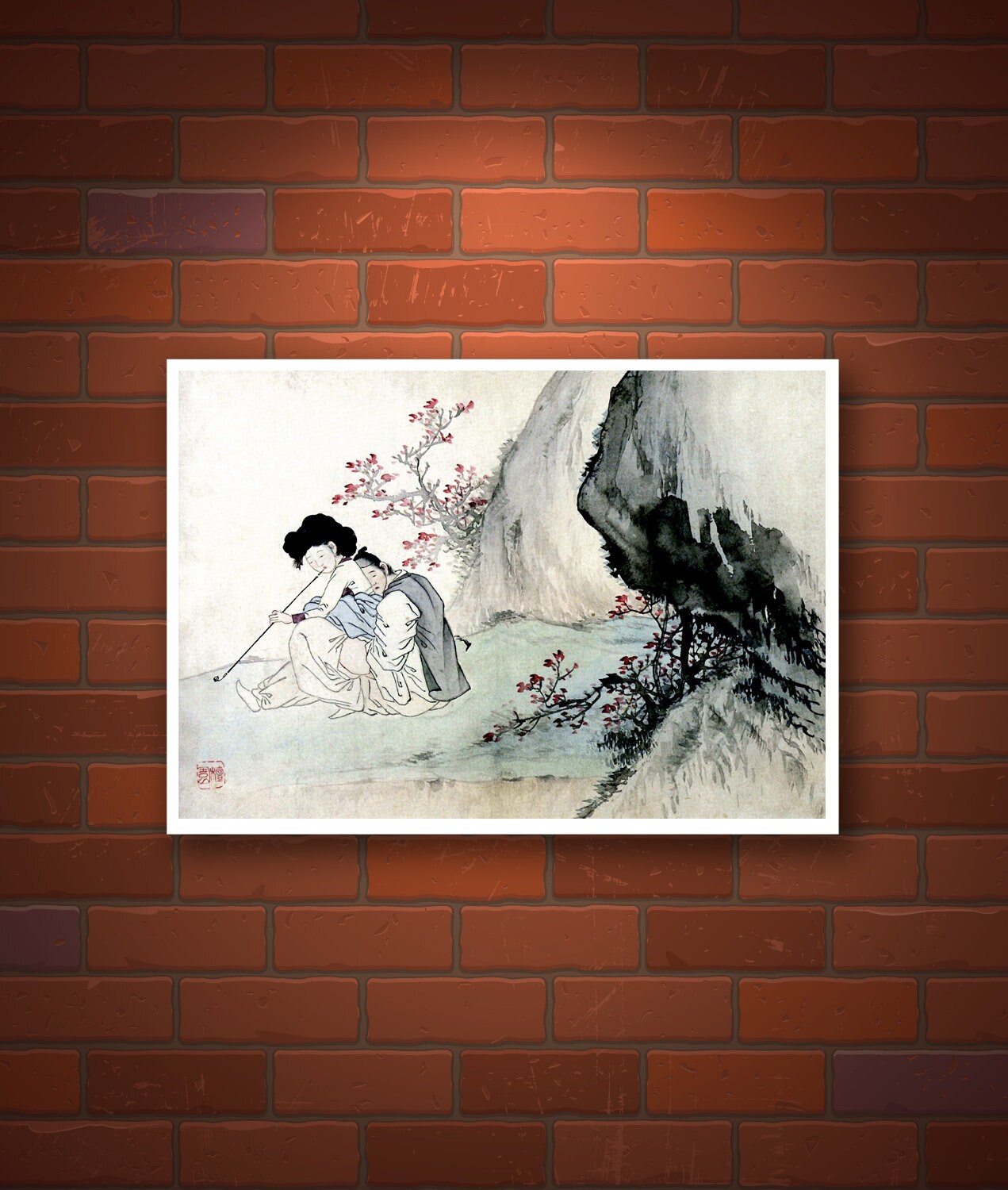 Asian Korean Art Asian Erotic Scene Lovers Kim Hong Do Fine Art Print