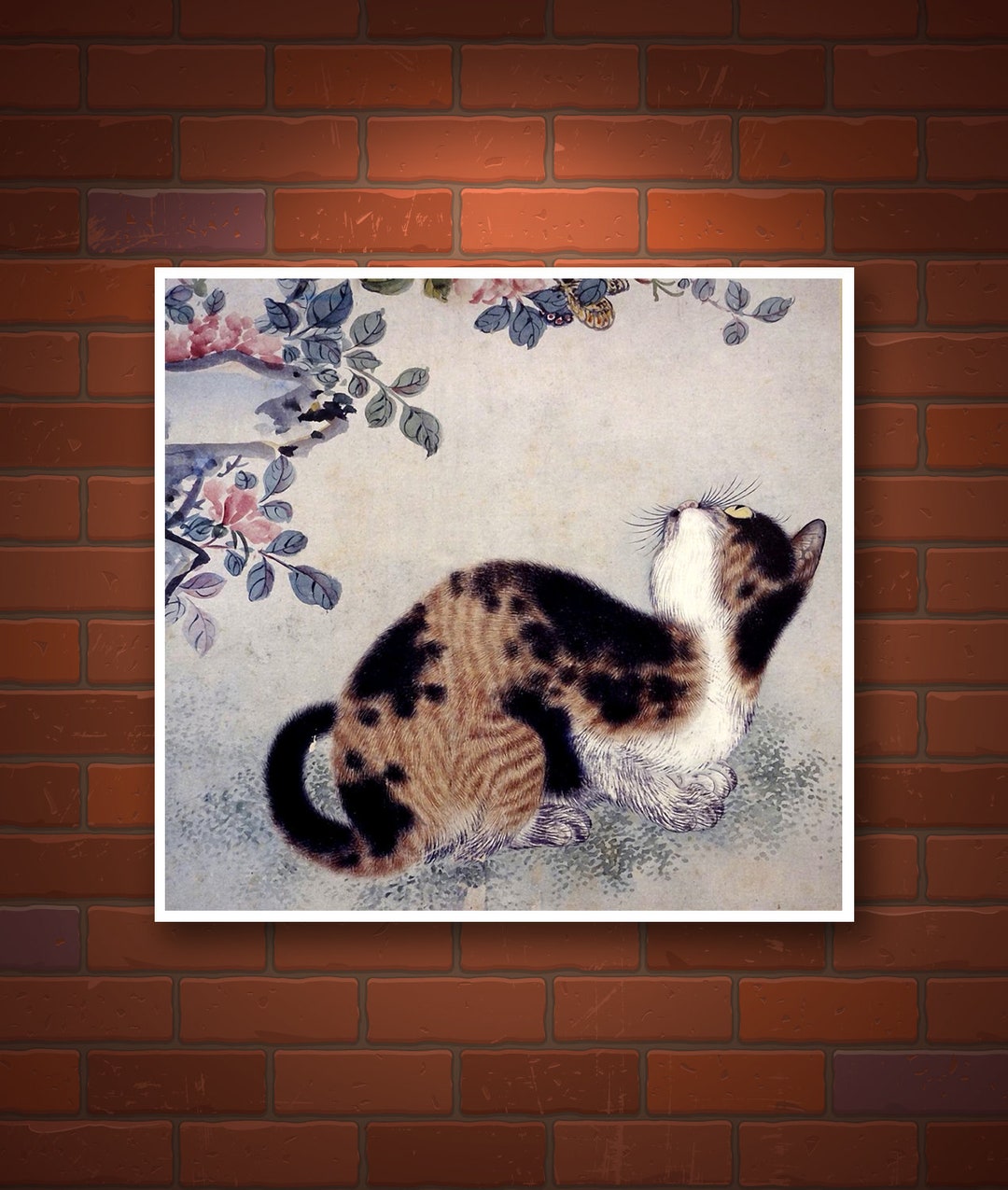 Asian Cats Paintings, Animal Asian Posters, Cat Looking at Butterfly ...