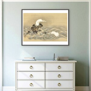 Japanese Art, Rabbits, Hairs in Waves Kano Osanobu FINE ART PRINT, Hare ...