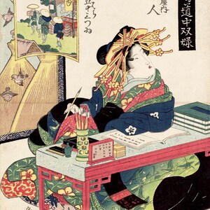 Japanese Art Geisha Writing Poetry by Eisen FINE ART PRINT - Etsy
