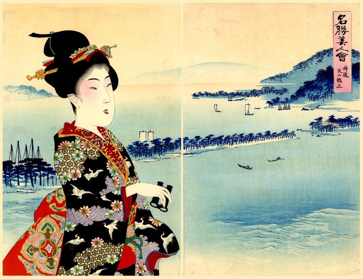 Japanese Geishas Beauties Landscapes Art Prints. Beautiful | Etsy Japanese Geishas Beauties Landscapes Art Prints. Beautiful | Etsy