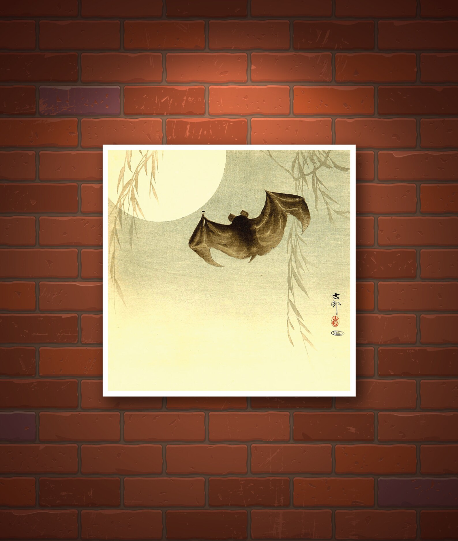 Japanese Art, Japanese Art Prints, Bat Paintings, Bat and the Moon ...