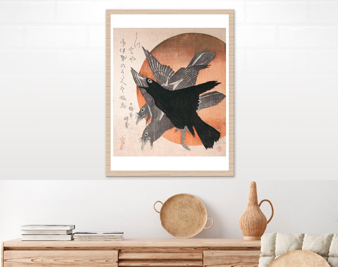 Japanese Art, Crows, Ravens Art Prints, Birds Art Prints, Crows Against ...