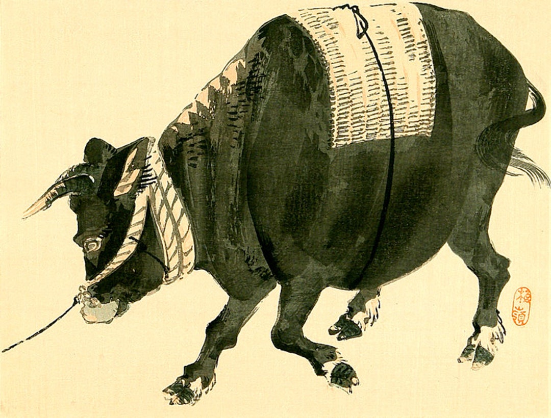 Japanese Animal Art Ox by Kono Bairei FINE ART PRINT - Etsy