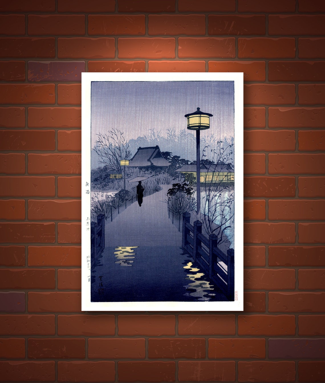 Japanese Art Japanese Temple Rain Poster Rainy Day in Tokyo - Etsy Canada