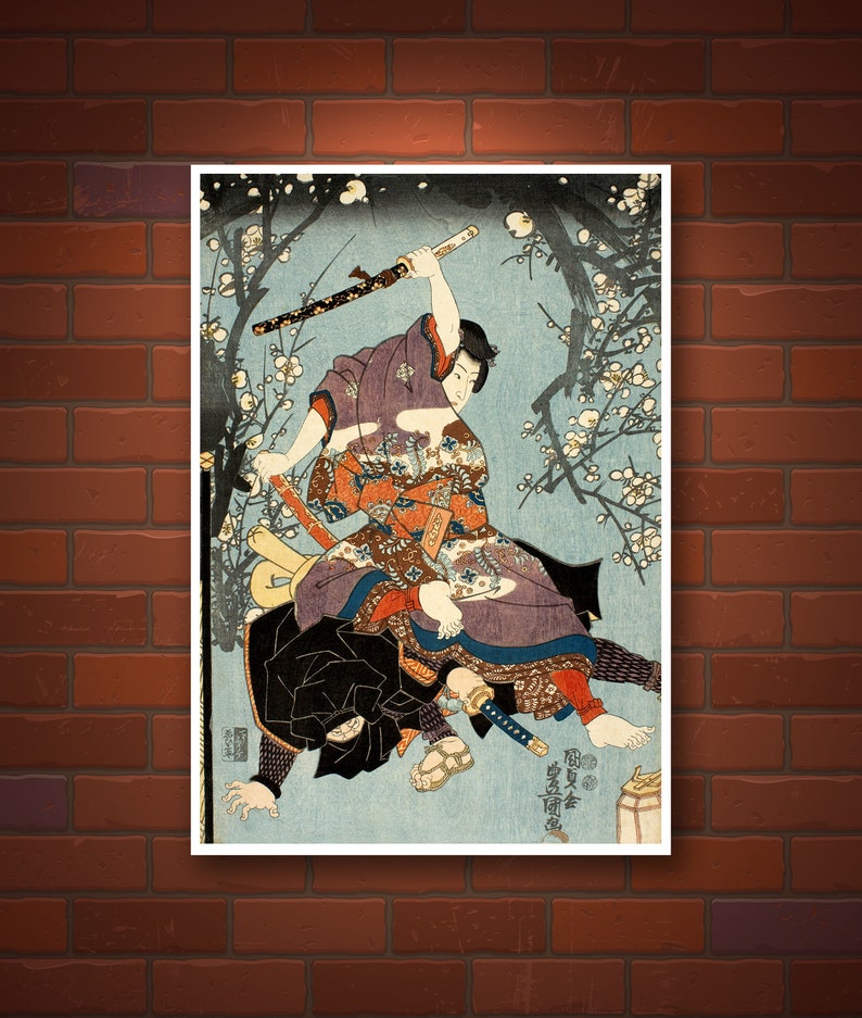 Japanese Samurai Warriors Art Prints Samurai Fighting Ninja - Etsy