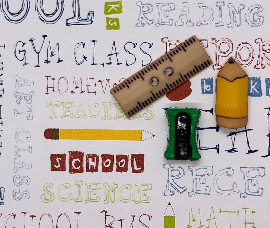 School Supplies: Ruler, Pencil, and Pencil Sharpener Stud Earrings - Etsy