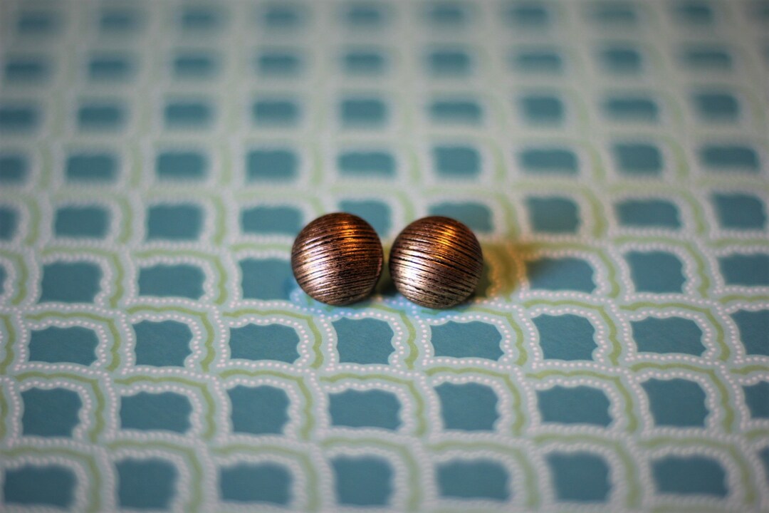 Gold and Bronze Colored Etched Button Stud Earrings! - Etsy