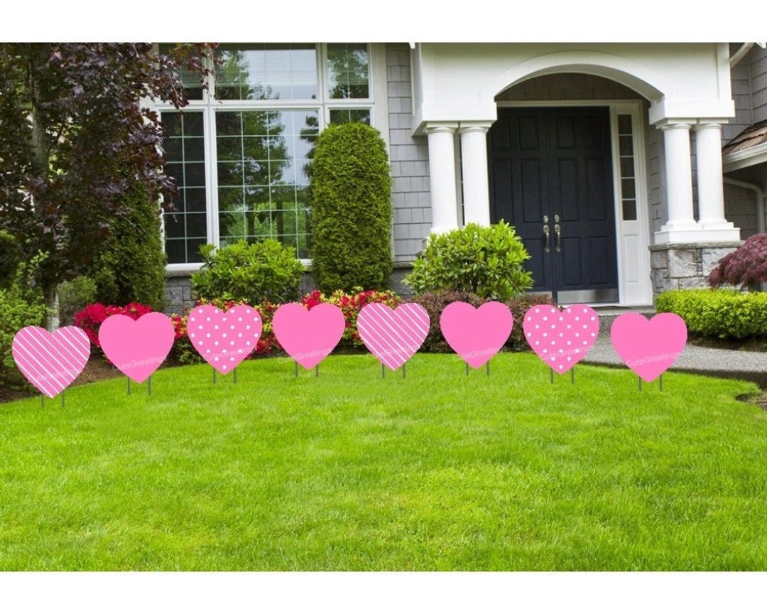 Valentine's Day Heart Yard Signs: Pink & Red Outdoor Lawn Decor - Etsy