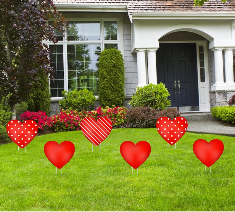 Valentines Day Hearts Yard Art Signs, Happy Holiday Lawn Celebration ...