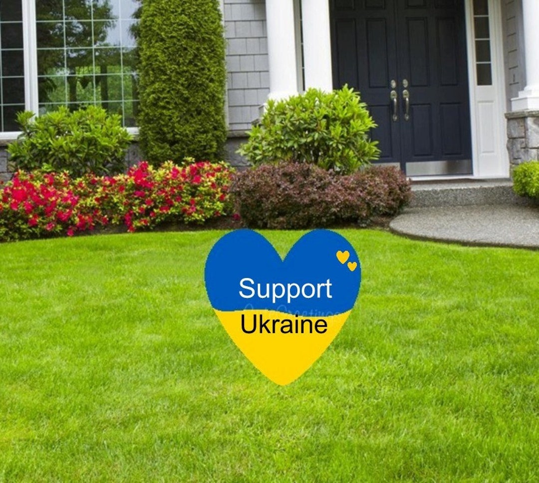 Support Ukraine Heart Lawn Sign Outdoor Yard Art National Flag Decor ...