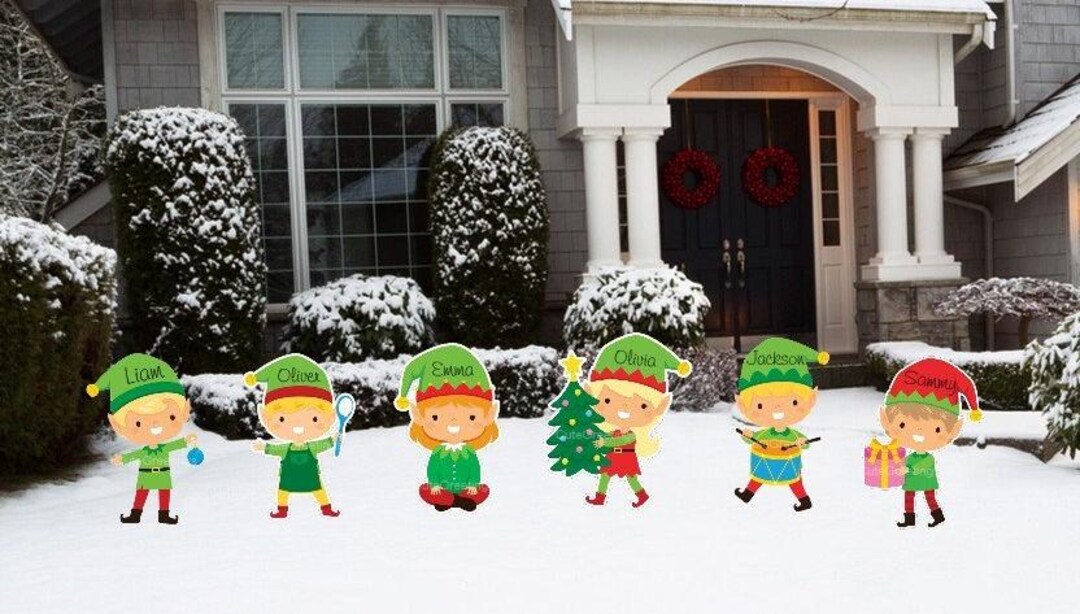Multicultural Elf Yard Signs, Indoor/outdoor Christmas Art, Holiday ...