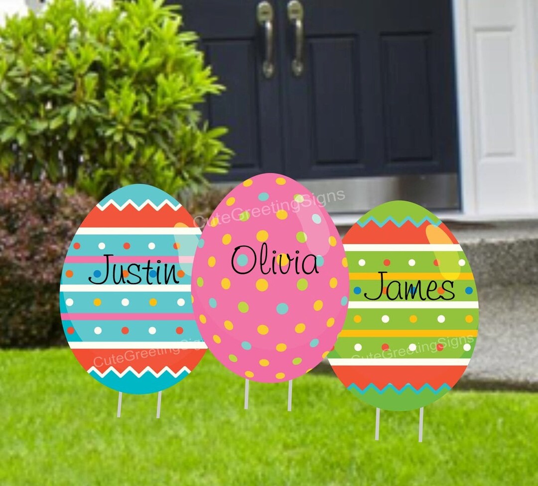 Easter Eggs Outdoor Yard Sign Sets, Holiday Lawn Celebration Decor Art ...