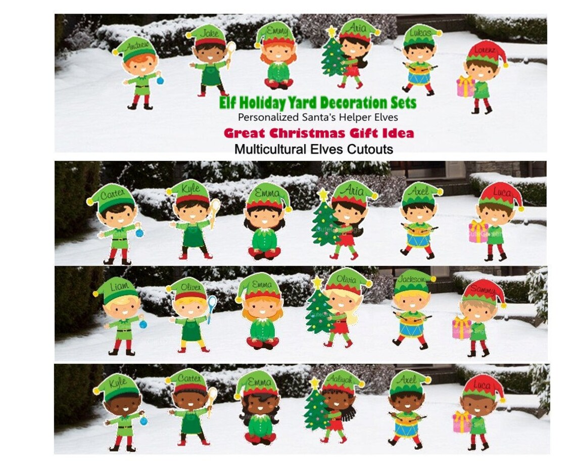 Personalized Elf Yard Decorations Multicultural Outdoor - Etsy