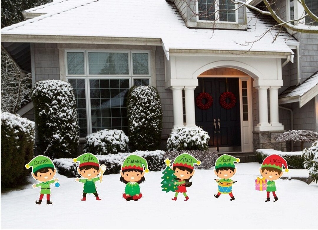 Christmas Elf Yard Decoration Sets, Outdoor Holiday Elves Lawn Signs ...
