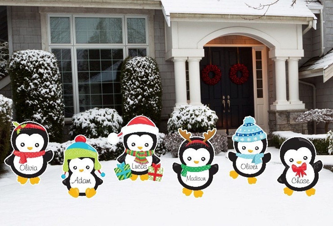Christmas Penguins Outdoor Lawn Sign Decor Holiday Yard Art Cutouts ...