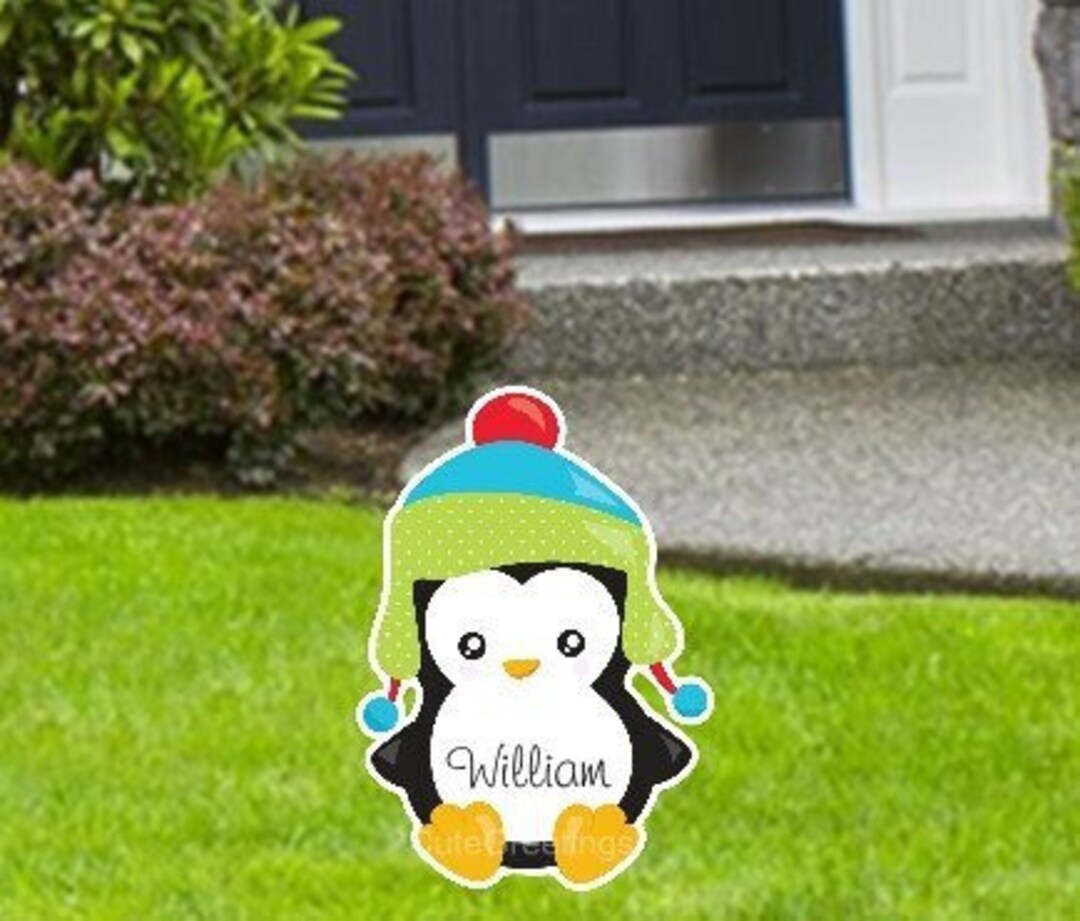 Personalized Penguin Christmas Yard Sign: Holiday Lawn Decor - Etsy