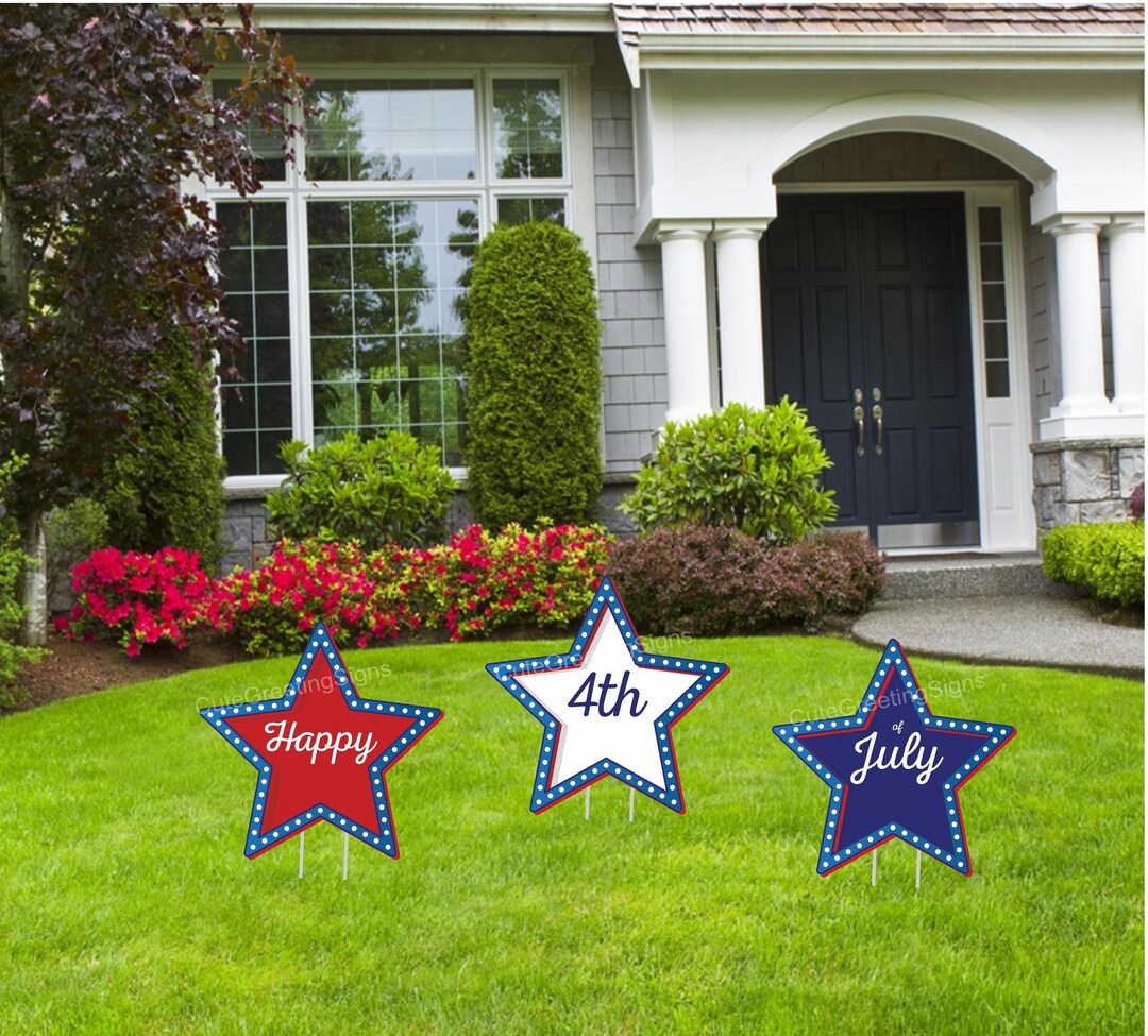 Happy 4th Party Yard Decoration Signs God Bless America Red White and ...
