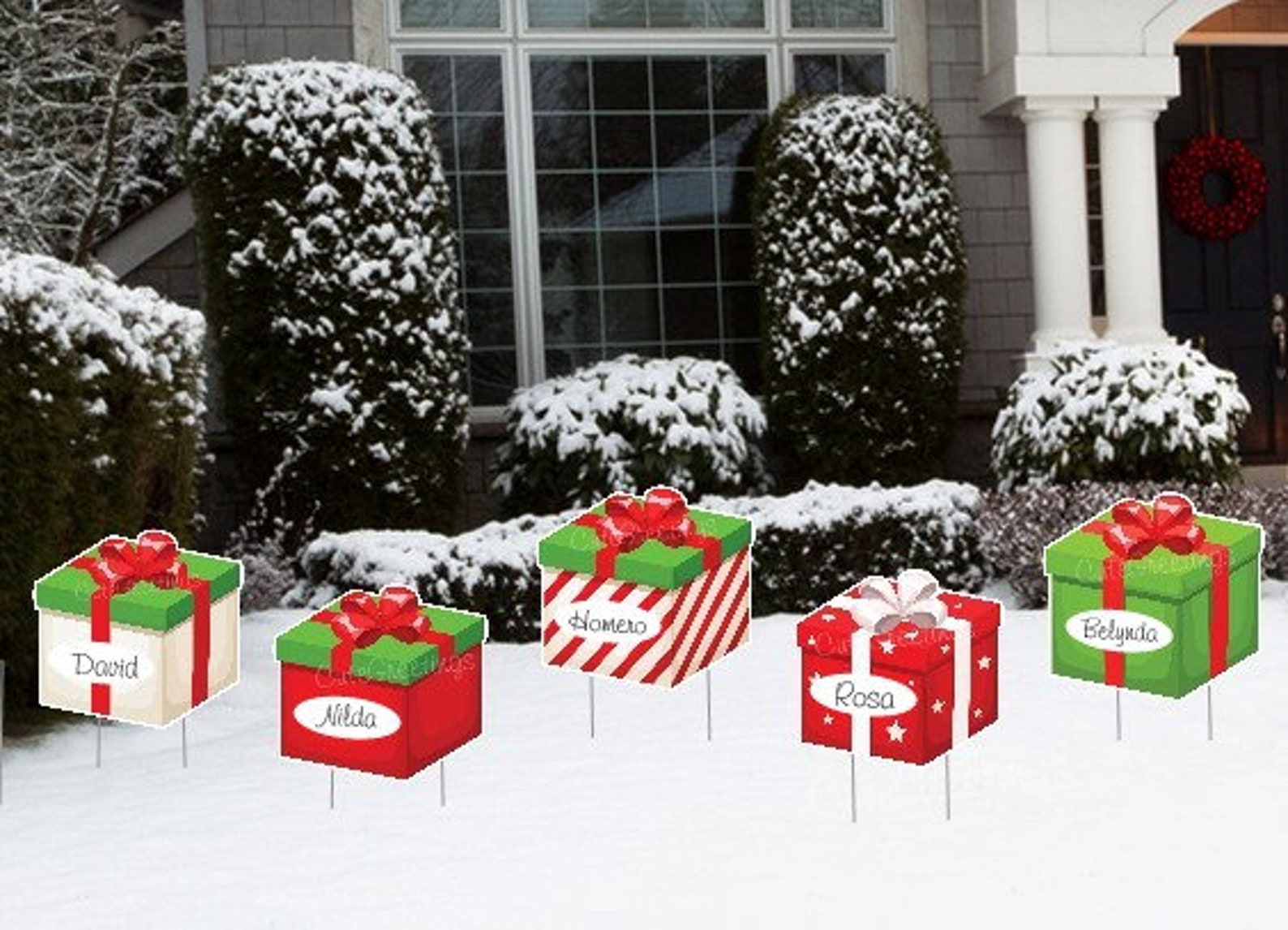 Personalized Christmas Presents Yard Sign Sets Outdoor Holiday Gift ...
