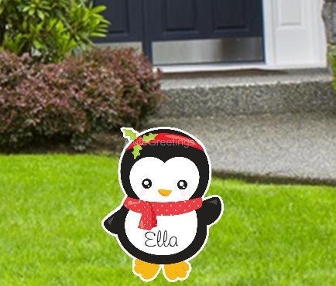 Personalized Penguin Lawn Decorations Merry Christmas Front Yard Art ...