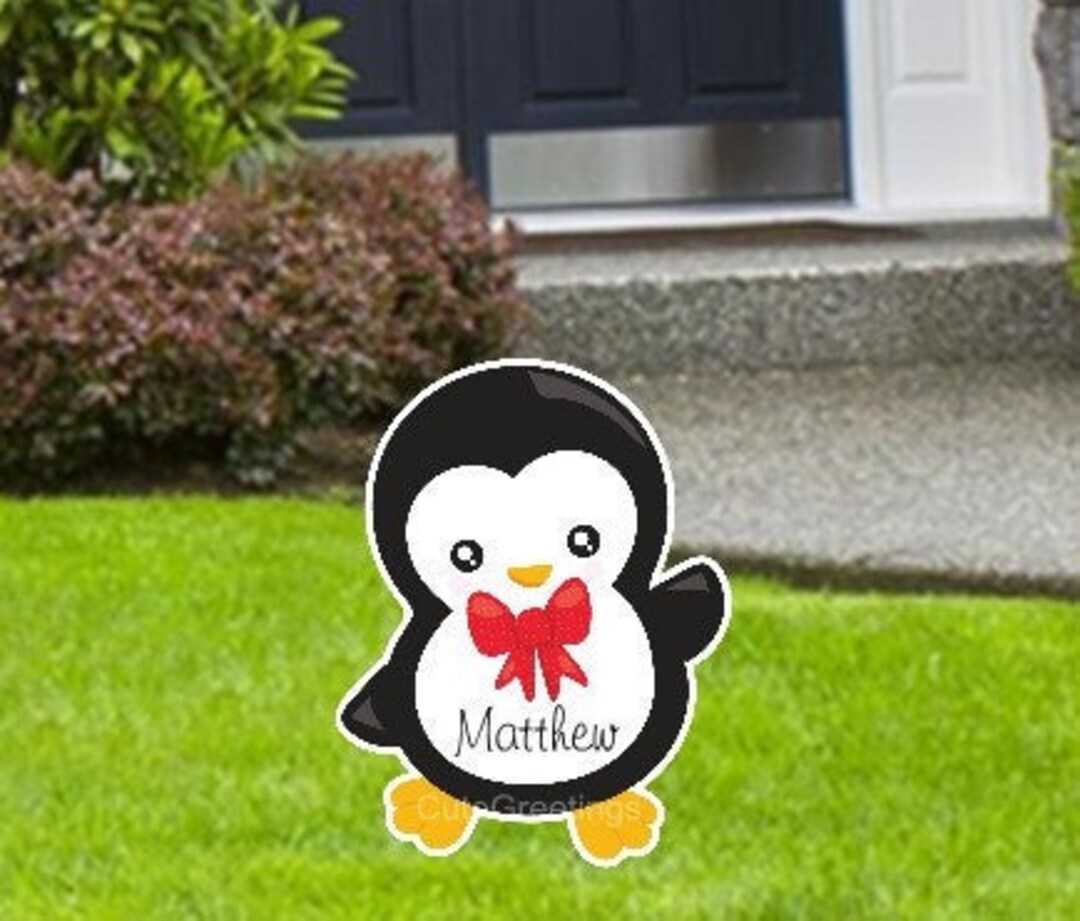 Personalized Penguin Christmas Yard Sign: Holiday Lawn Outdoor ...