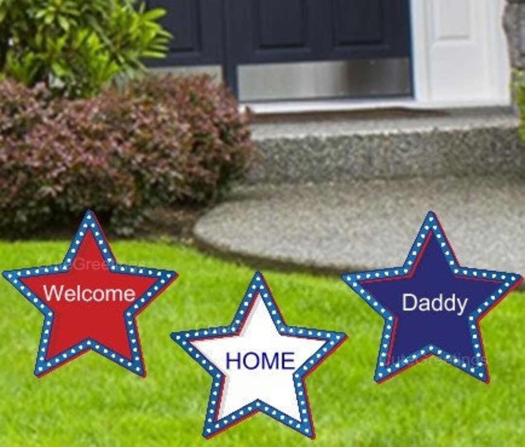 Welcome Home Dad Star Yard Art Patriotic Stars Outdoor Lawn Decoration ...