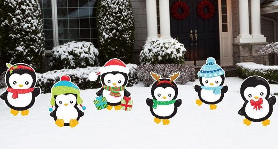 Outdoor Christmas Yard Signs, Penguins, Elves or Snowmen Lawn Sign ...