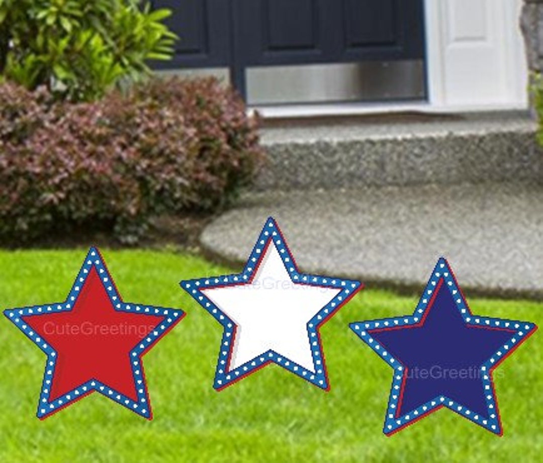 Patriotic Star Yard Signs: 4th of July, Outdoor Lawn Decorations - Etsy