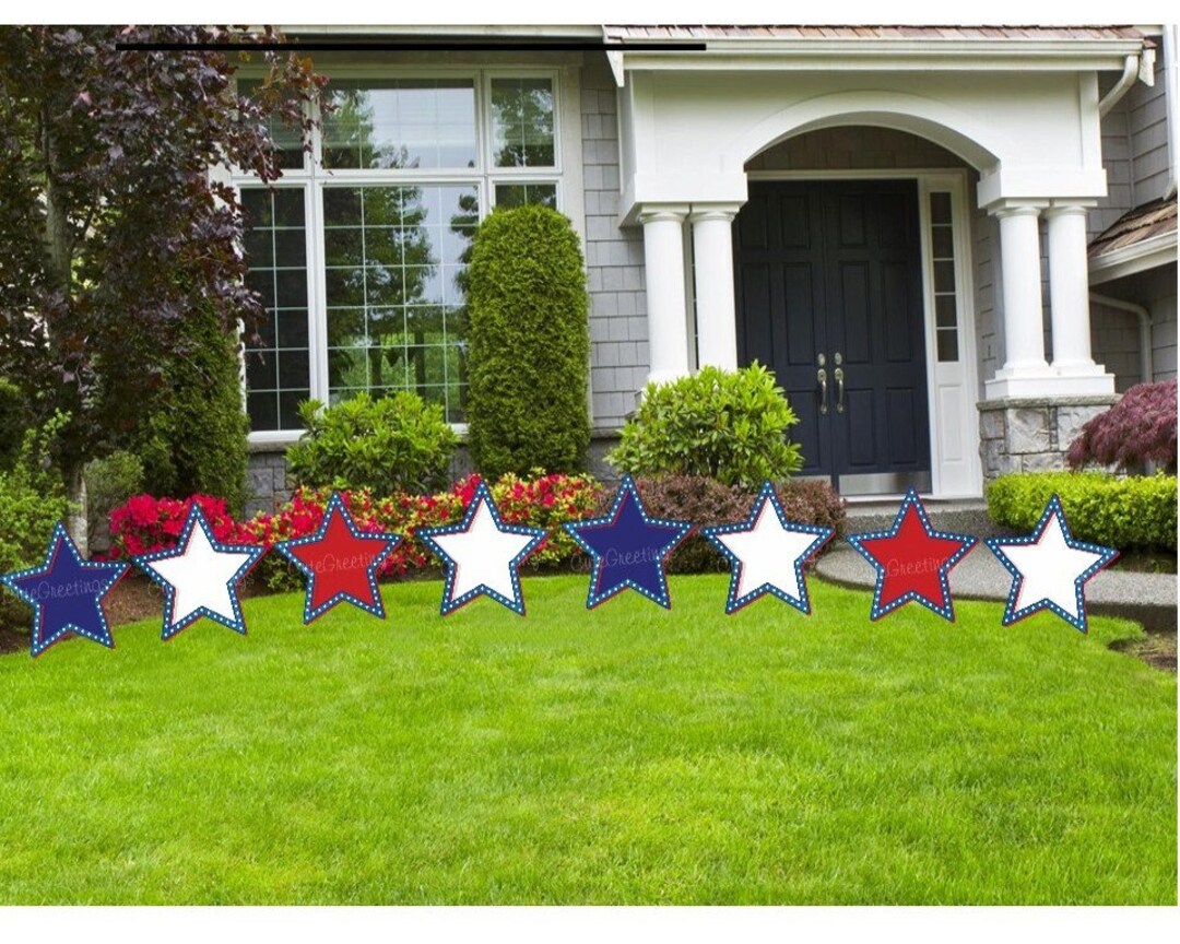 Patriotic Star Yard Signs Outdoor Patriotic Decor Memorial Day Lawn Art ...