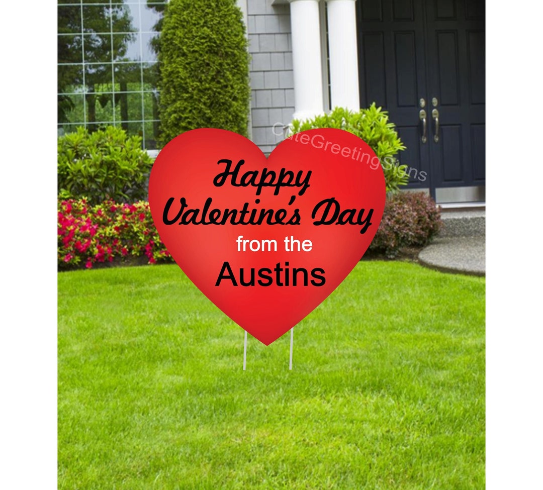 Personalized Valentines Day Heart Yard Sign: Red Lawn Ornament (24x22 ...