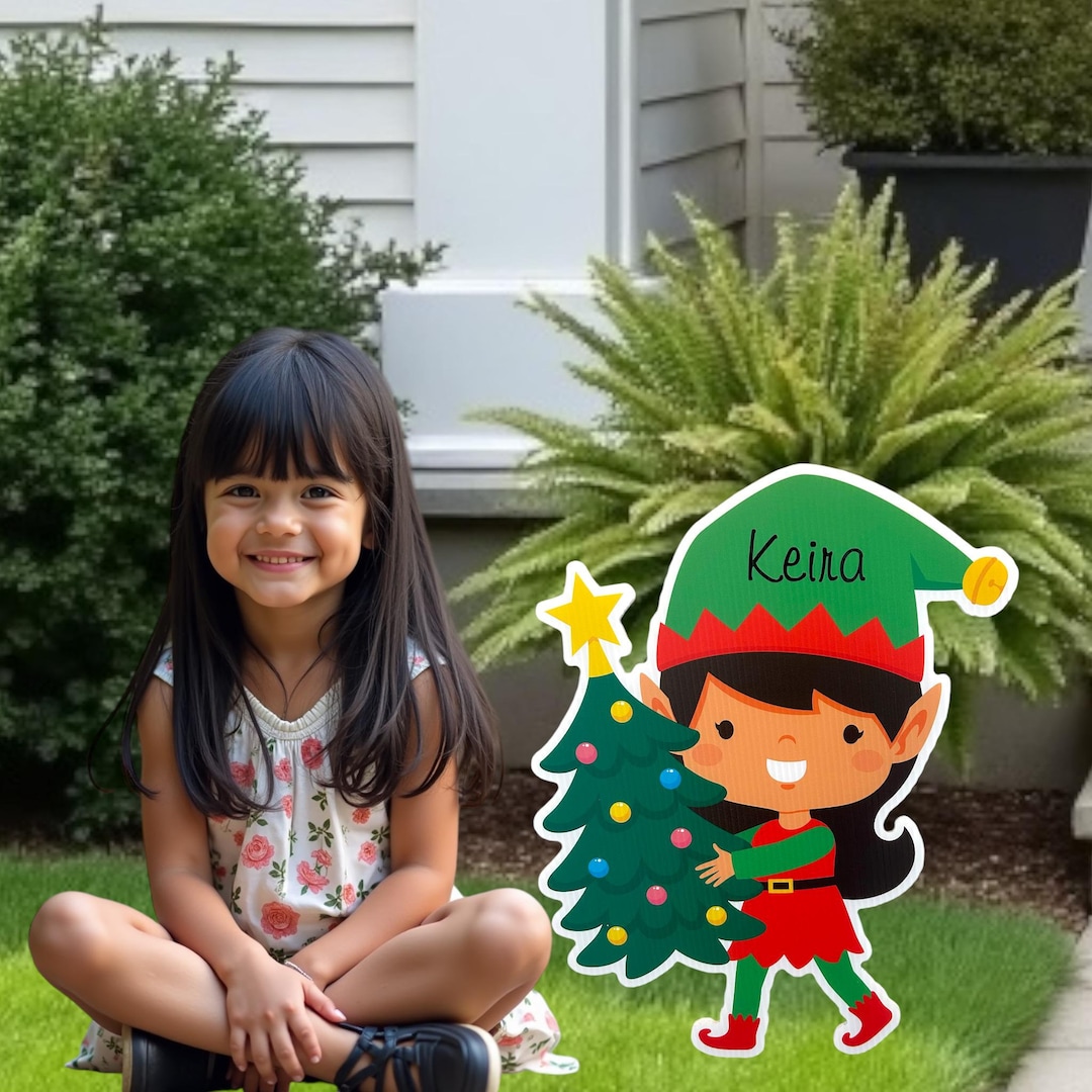 Personalized Christmas Elf Yard Decoration: Custom Holiday Banner ...