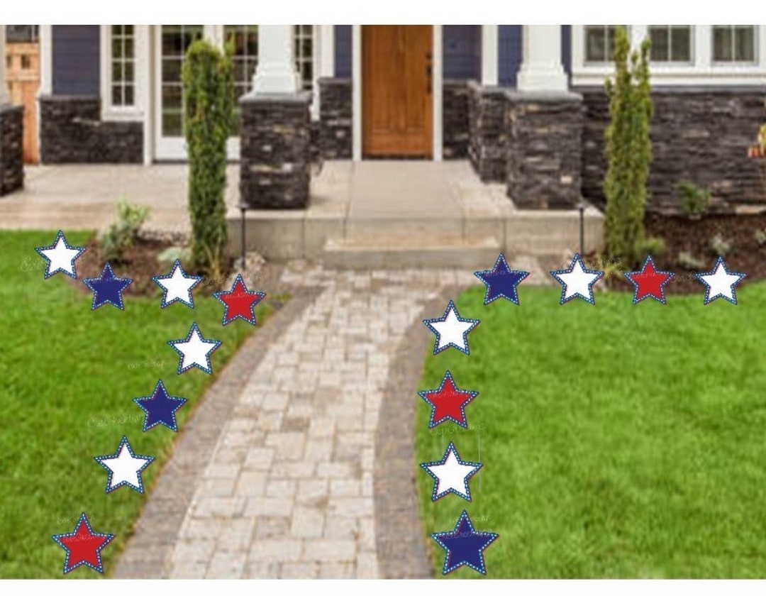 Patriotic Lawn Decorations Star Yard Signs 4th of July Cards Outdoor ...